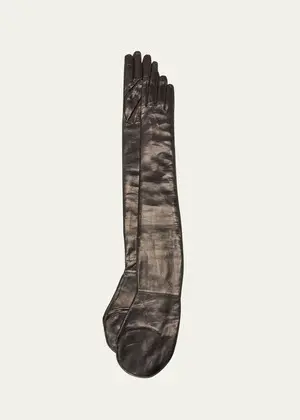JIL SANDER Patent Leather Shoulder Gloves 001 Black