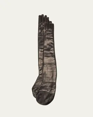 JIL SANDER Patent Leather Shoulder Gloves - Black