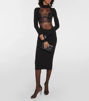 Dolce & Gabbana Chantilly Lace And Jersey Midi Dress