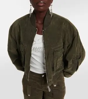 Blumarine Velvet Bomber Jacket - Green