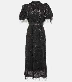 ROTATE BY BIRGER CHRISTENSEN Sequined Midi Dress - Black