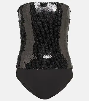 Alexandre Vauthier Sequined Strapless Bodysuit