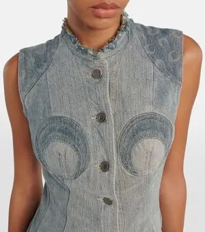 MARINE SERRE All Over Moon Denim Maxi Dress - Blue