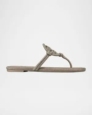 Tory Burch Tory Burch Miller Pave Logo Thong Sandals - Dark Clay