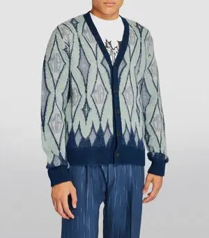 Amiri Mohair-blend Argyle Cardigan