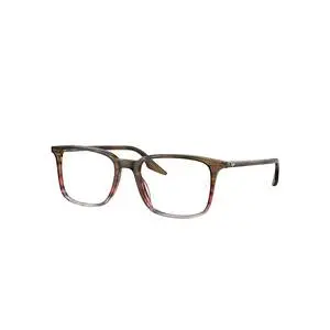 Ray-ban Rectangle Eyeglasses Frame - Striped Brown & Red