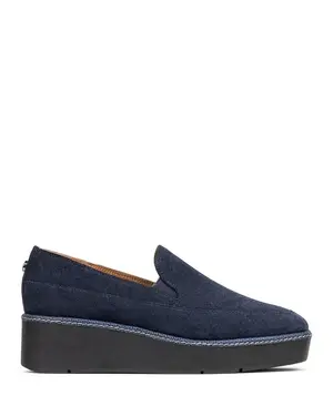 DONALD PLINER Suede Platform Wedge Loafers