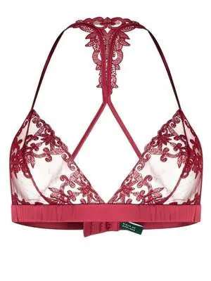 FLEUR OF ENGLAND Gisele Boudoir Floral-lace Bra - Red