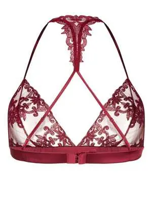 FLEUR OF ENGLAND Gisele Boudoir Floral-lace Bra - Red