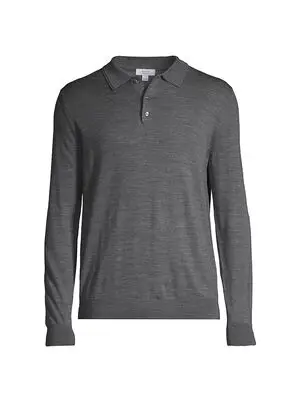 REISS Trafford Polo Sweater Mid Grey Melange