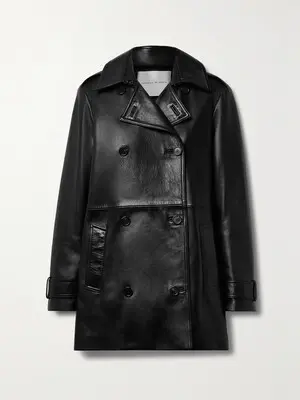Veronica De Piante Charlotte Double-breasted Leather Trench Coat