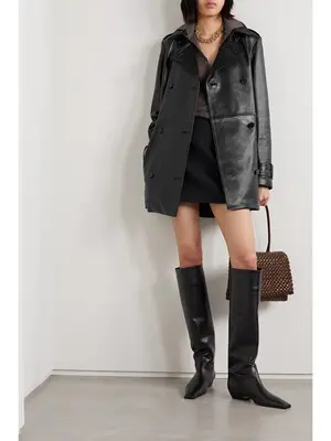 Veronica De Piante Charlotte Double-breasted Leather Trench Coat