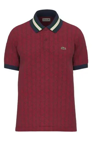 Lacoste Monogram Jacquard Polo Swm Pinot/ Rouge