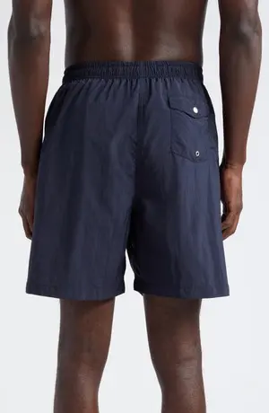 NOAH Core Logo Patch Swim Trunks - Navy