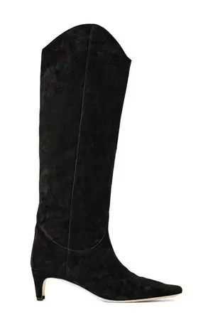 Staud Wally Western Boots - Black Suede