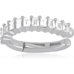 Ef Collection Diamond Baguette Ear Cuff - White Gold