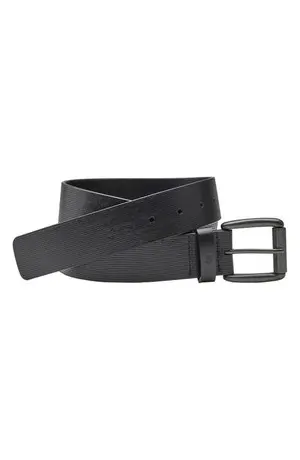 Johnston & Murphy Scored Leather Belt - Black