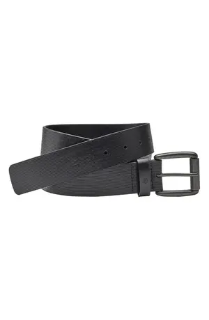 Johnston & Murphy Scored Leather Belt - Black