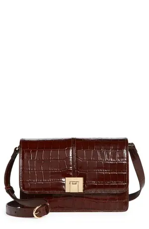 & Other Stories Croc Embossed Leather Crossbody Bag