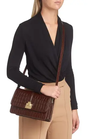 & Other Stories Croc Embossed Leather Crossbody Bag