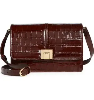 & Other Stories Croc Embossed Leather Crossbody Bag