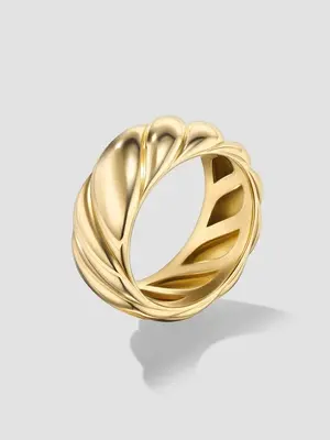 David Yurman Sculpted Cable Band Ring In 18k Yellow - Gold