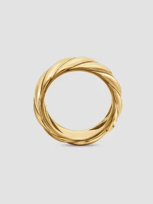 David Yurman Sculpted Cable Band Ring In 18k Yellow - Gold