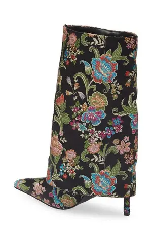 AZALEA WANG Tilley Floral Jacquard Pointed Toe Bootie