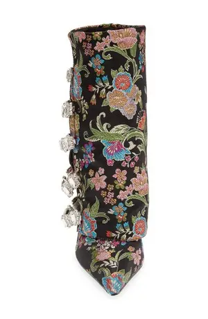 AZALEA WANG Tilley Floral Jacquard Pointed Toe Bootie