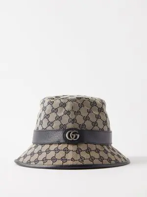 Gucci Leather-trim GG-canvas Bucket Hat - Beige