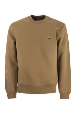 Lacoste Jogger Sweatshirt In Brushed Organic Cotton - Brown