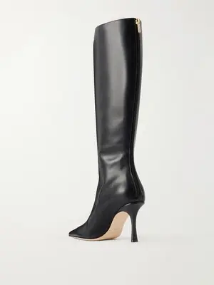 JIMMY CHOO Agathe 85 Leather Knee Boots - Black