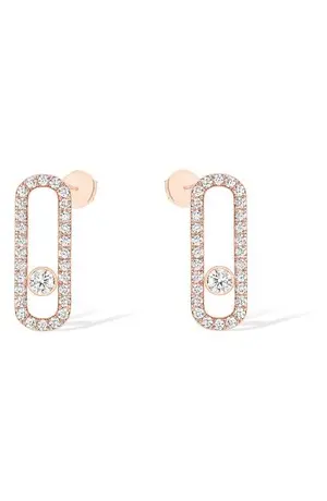 Messika Messika Uno Diamond Pavé Stud Earrings Pink Gold