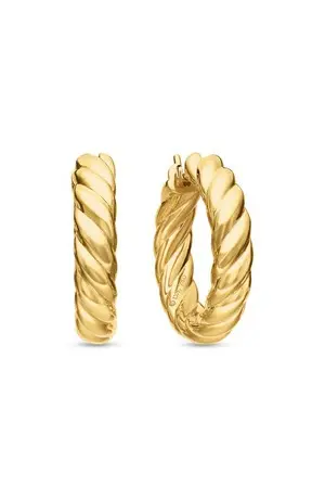 David Yurman 18k Gold Sculpted Cable Hoop Earrings - 18k Yellow Gold
