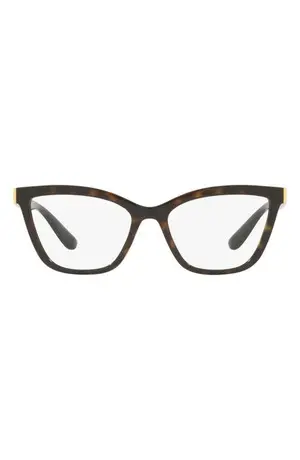 Dolce & Gabbana 53mm Cat Eye Optical Glasses - Havana