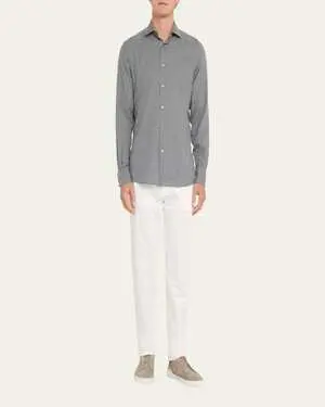 Zegna Cashco Melange Sport Shirt - Grey Solid
