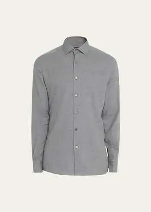 Zegna Cashco Melange Sport Shirt Gry Sld