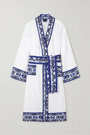 Dolce & Gabbana Printed Cotton-terry Robe White