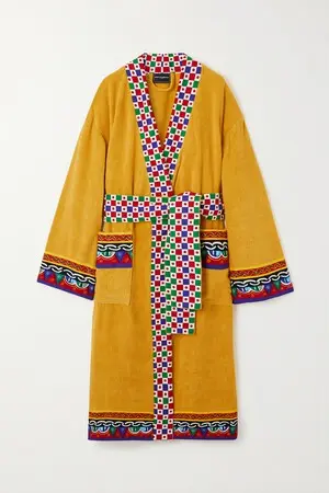Dolce & Gabbana Printed Cotton-terry Robe - Yellow