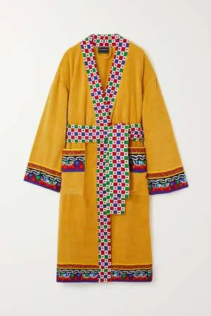 Dolce & Gabbana Printed Cotton-terry Robe - Yellow