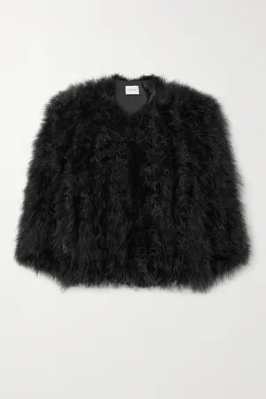 YVES SALOMON Cropped Feather Jacket Black
