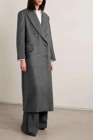Max Mara Eccesso Double-breasted Herringbone Wool Coat