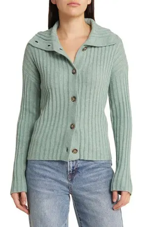 Madewell Wool Blend Oversize Collar Cardigan - Carolina Blue