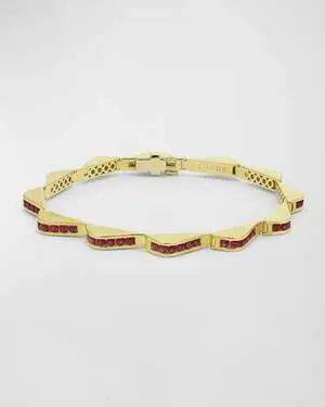 Lagos 18k Gold Ruby Link Wave Bracelet - Gold