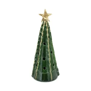 VIETRI Foresta Large Tree With Ribbon & Gold Star - Green