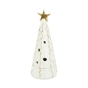 VIETRI Foresta Large Tree With Ribbon & Gold Star - White