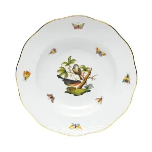 HEREND Rothschild Bird Rimmed Soup Bowl, Motif #2 - Multi-color