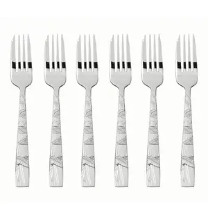 SAMBONET Jungle Abstract Foliage Cake Forks, Set Of 6 - Silver
