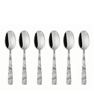 SAMBONET Jungle Abstract Foliage Espresso Spoons, Set Of 6 - Silver