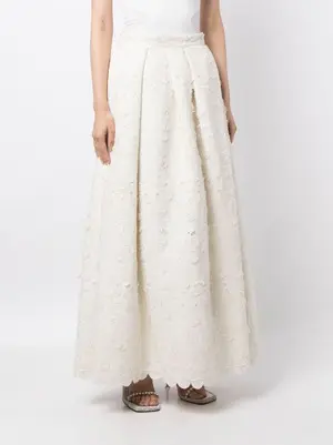 Sachin & Babi Pyaar Floral-appliqué Full Skirt - White